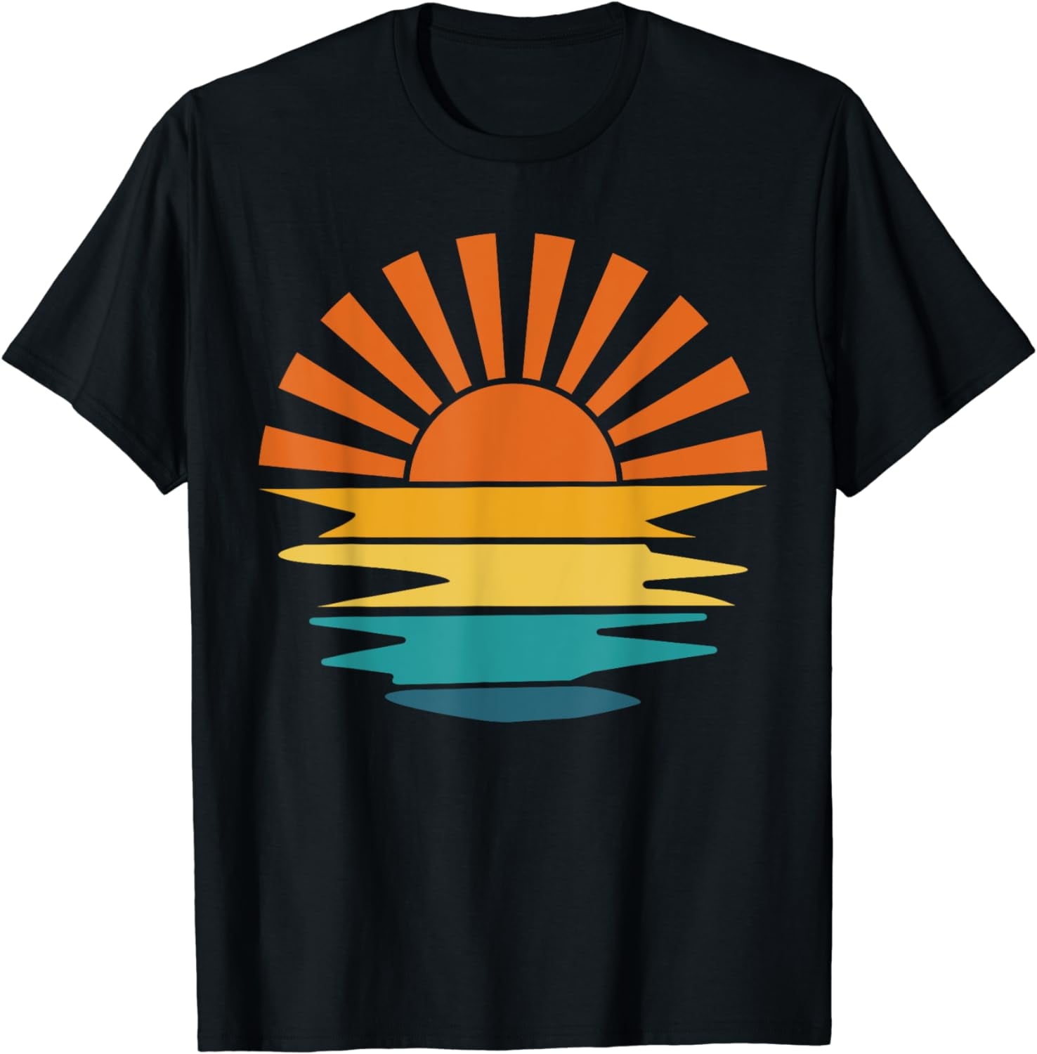 Retro Sunset Rays Wavy Vintage Retro Sunshine Sun Rays vibes T-Shirt ...