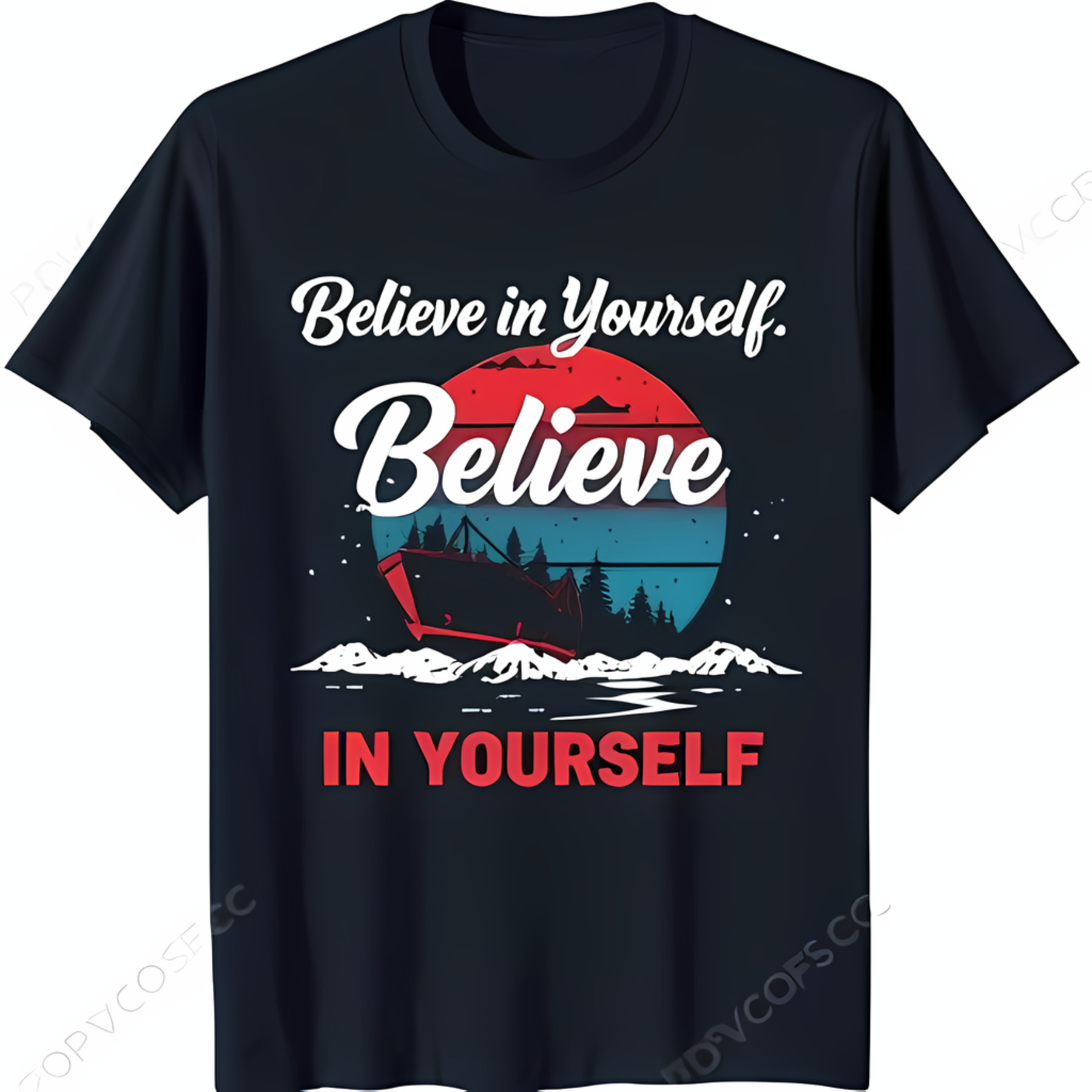 Retro Sunset Scene T-Shirt with Sinking Boat & Motivational Quote ...