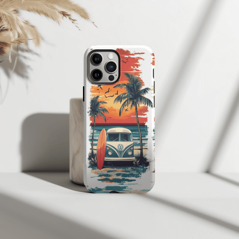 Retro Surf Van Sunset Design Phone Case for iPhone 11 Pro – Vintage Summer Vibes Protective ...