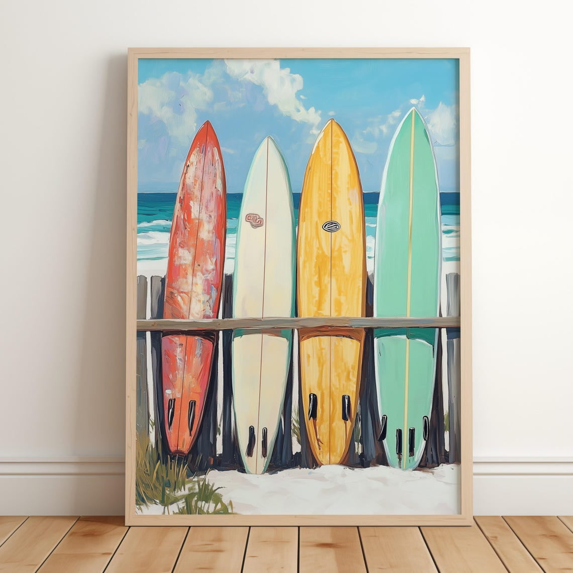 Retro Surfboard Wall Art - Coastal Beach Print - Vintage Ocean Decor ...