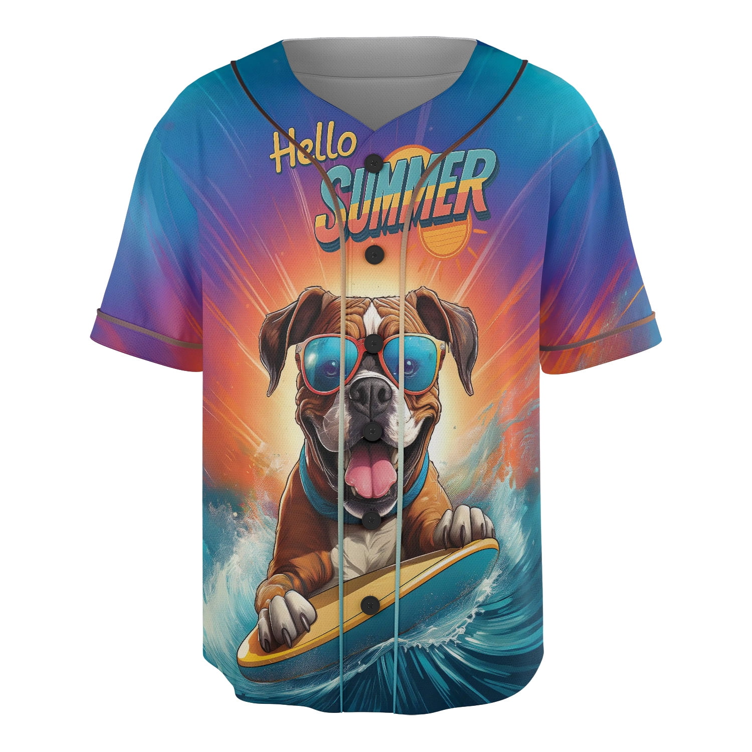 Retro Surfing Boxer in Cool Sunglasses Hello Summer Waves All Over ...