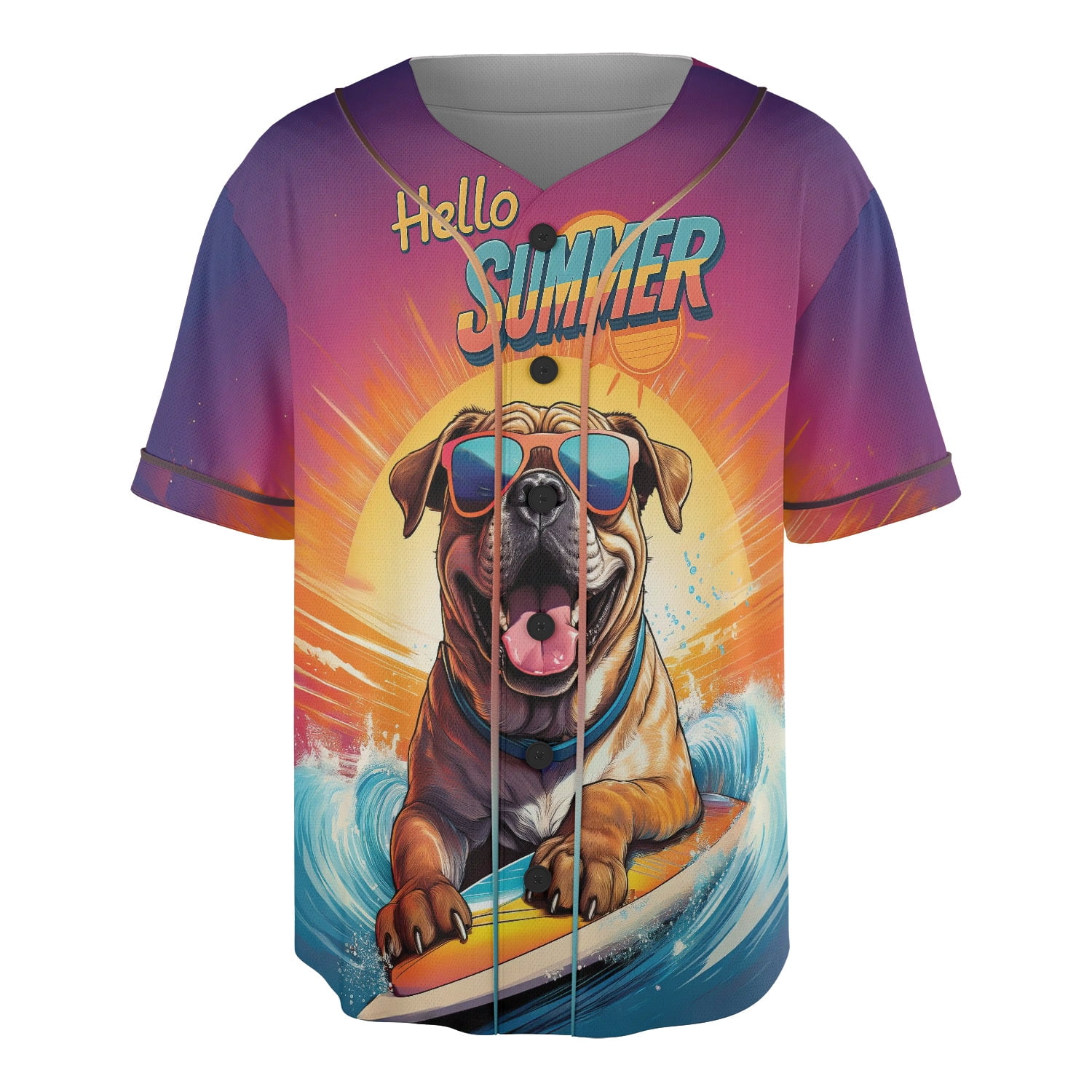 Retro Surfing Bullmastiff in Cool Sunglasses Hello Summer Waves All ...