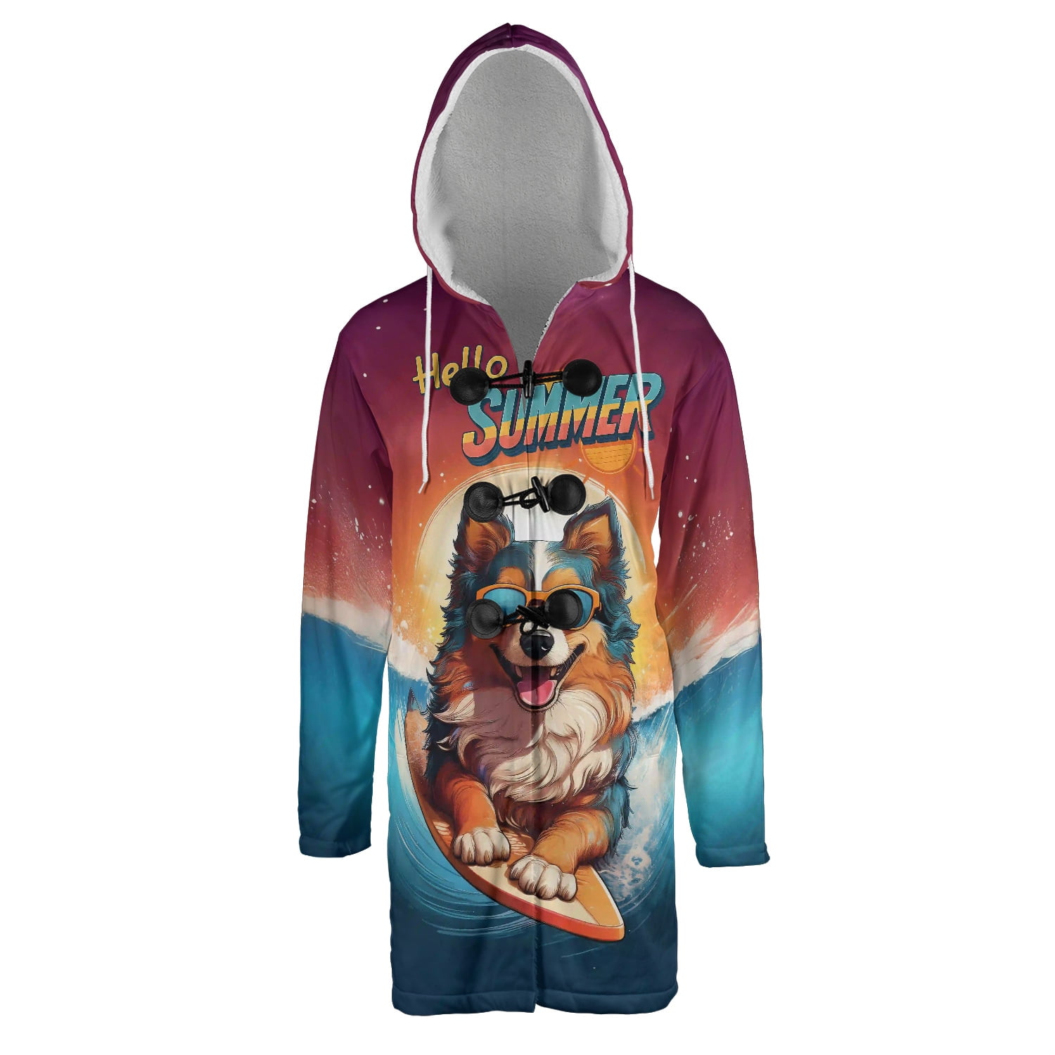 Retro Surfing Shetland Sheepdog in Cool Sunglasses Hello Summer Waves ...