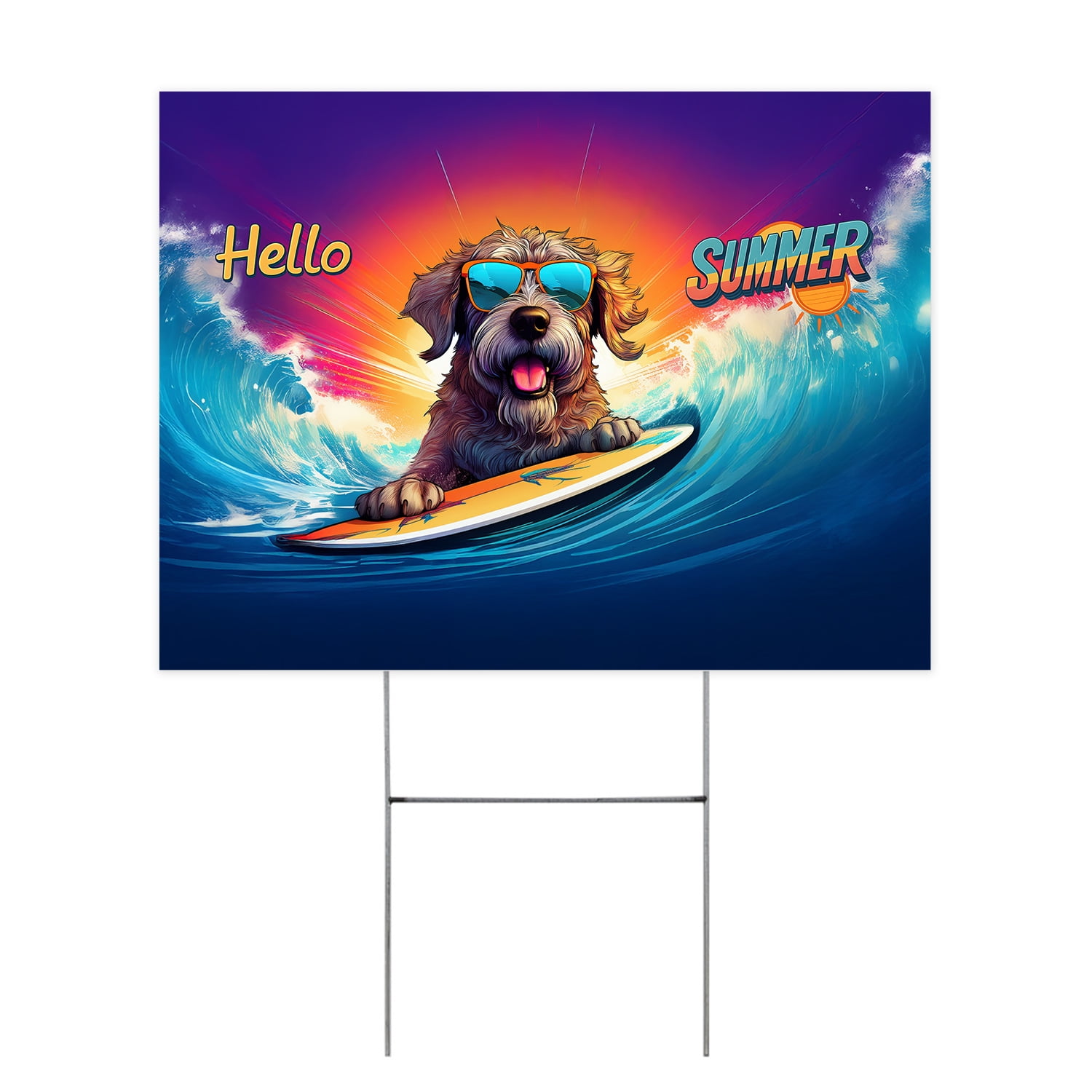 Retro Surfing Wirehaired Pointing Griffon in Cool Sunglasses Hello ...