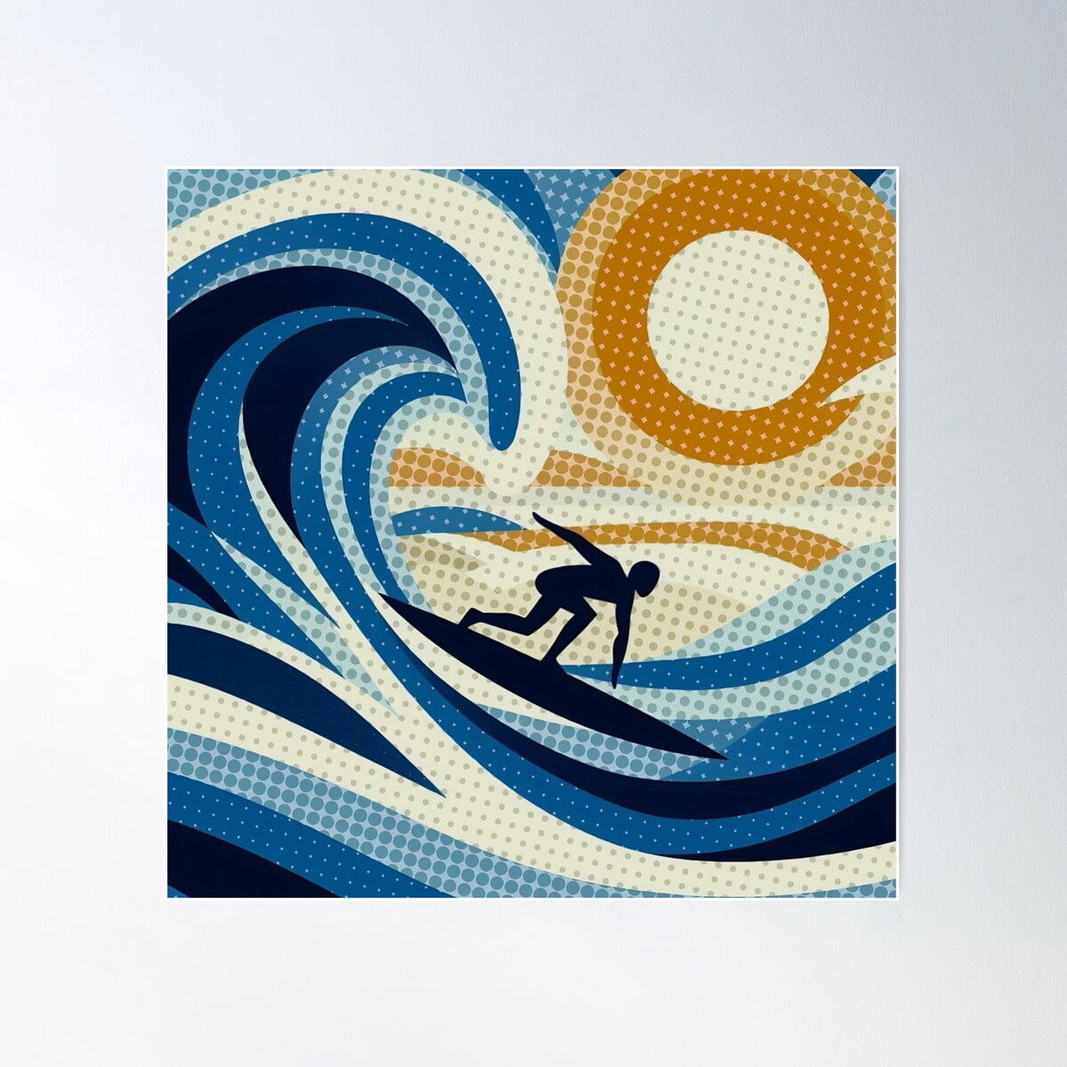 Retro Surfs Up 4 Poster Wall Art, Modern Wall Decor For Living Room ...