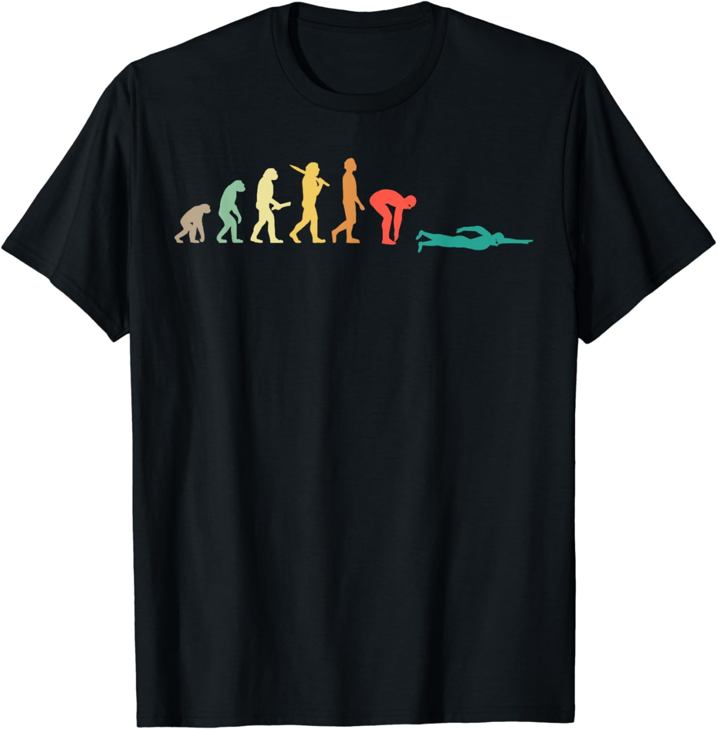 Retro Swimming Evolution Gift For Swimmers T-Shirt Graphic & Letter Print T-Shirt - Walmart.com