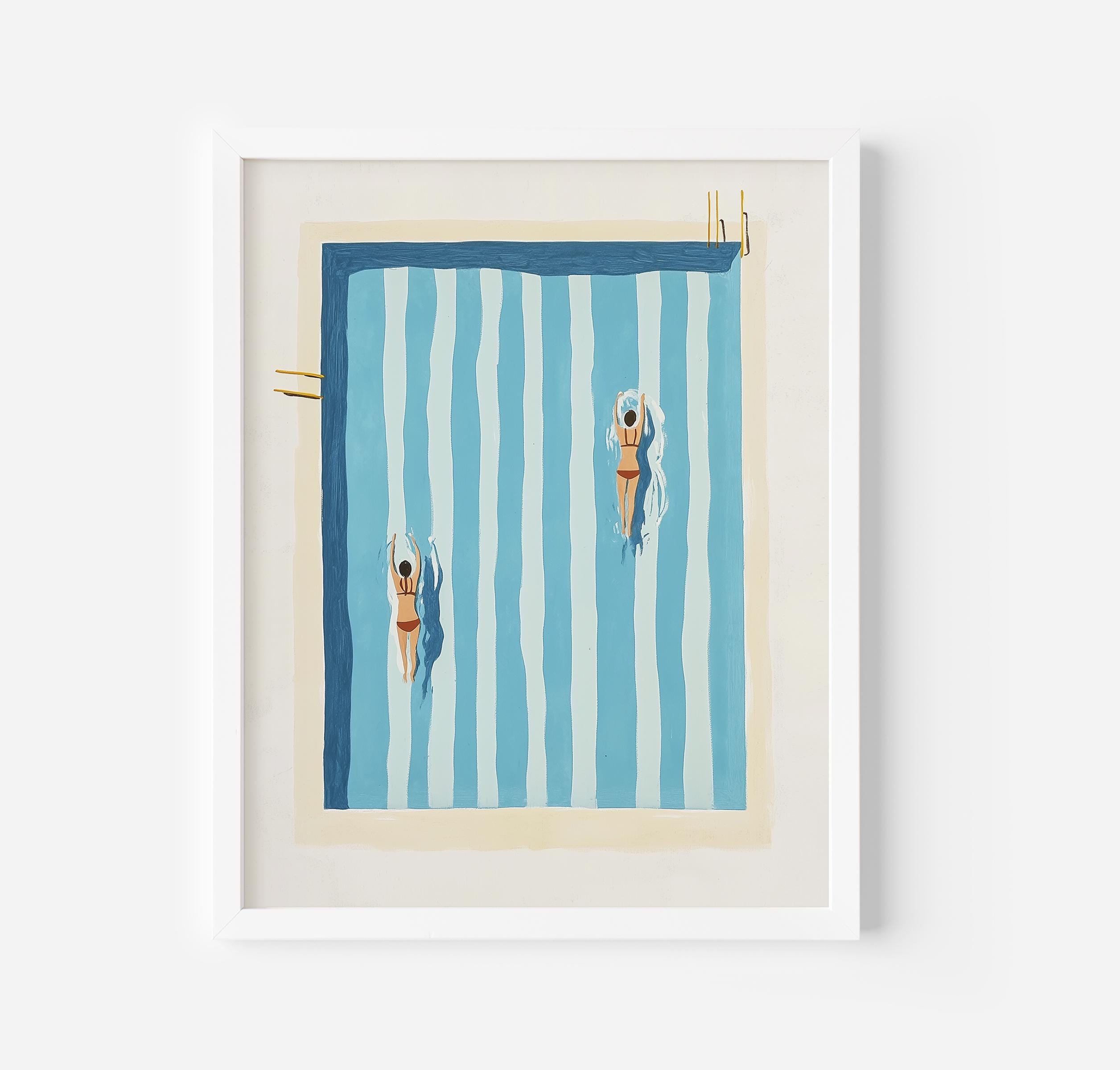 Retro Swimming Pool Art Poster Palm Springs Beach House , Summer ...