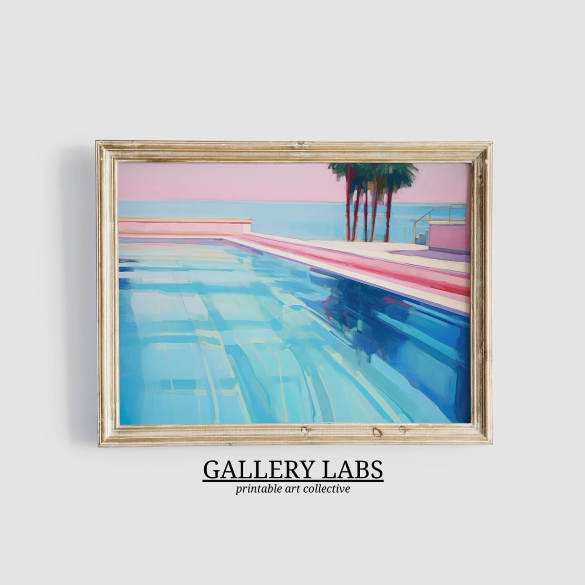 Retro Swimming Pool Painting Able Maximalist Wall Art Cute Apartment ...