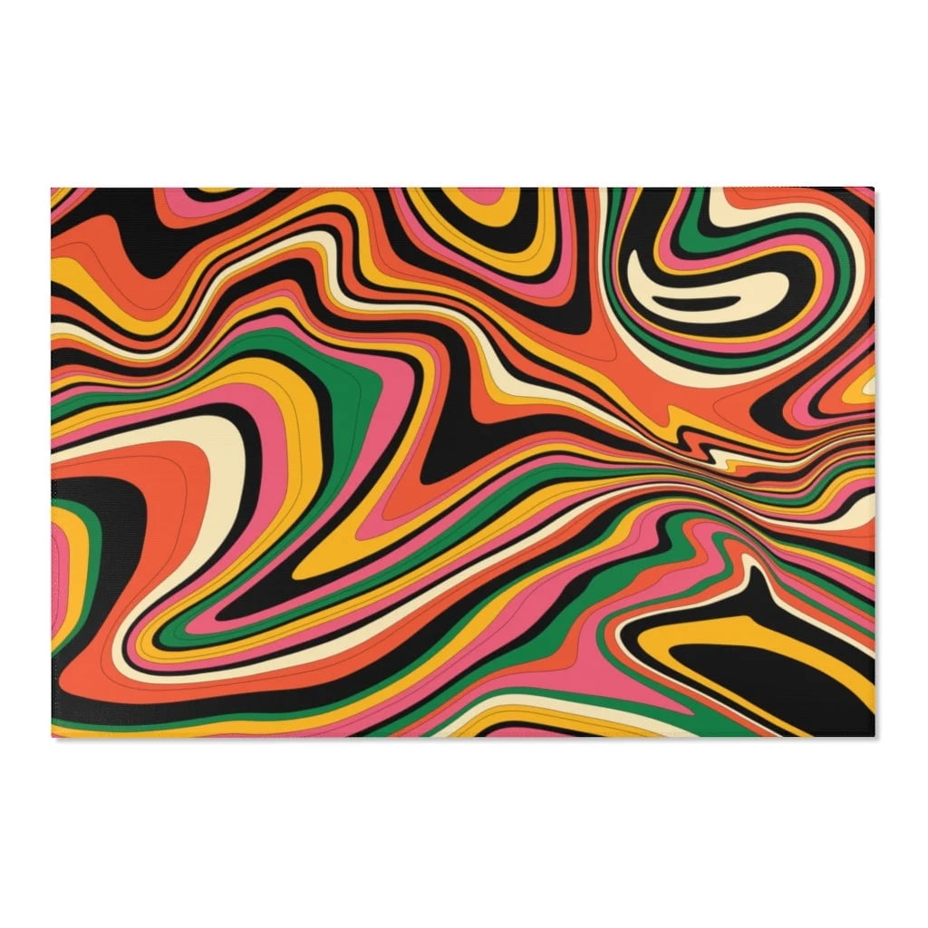 Retro Swirl Rug Psychedelic Groovy 70s Rug Wavy Trippy Rugs Area Rug ...