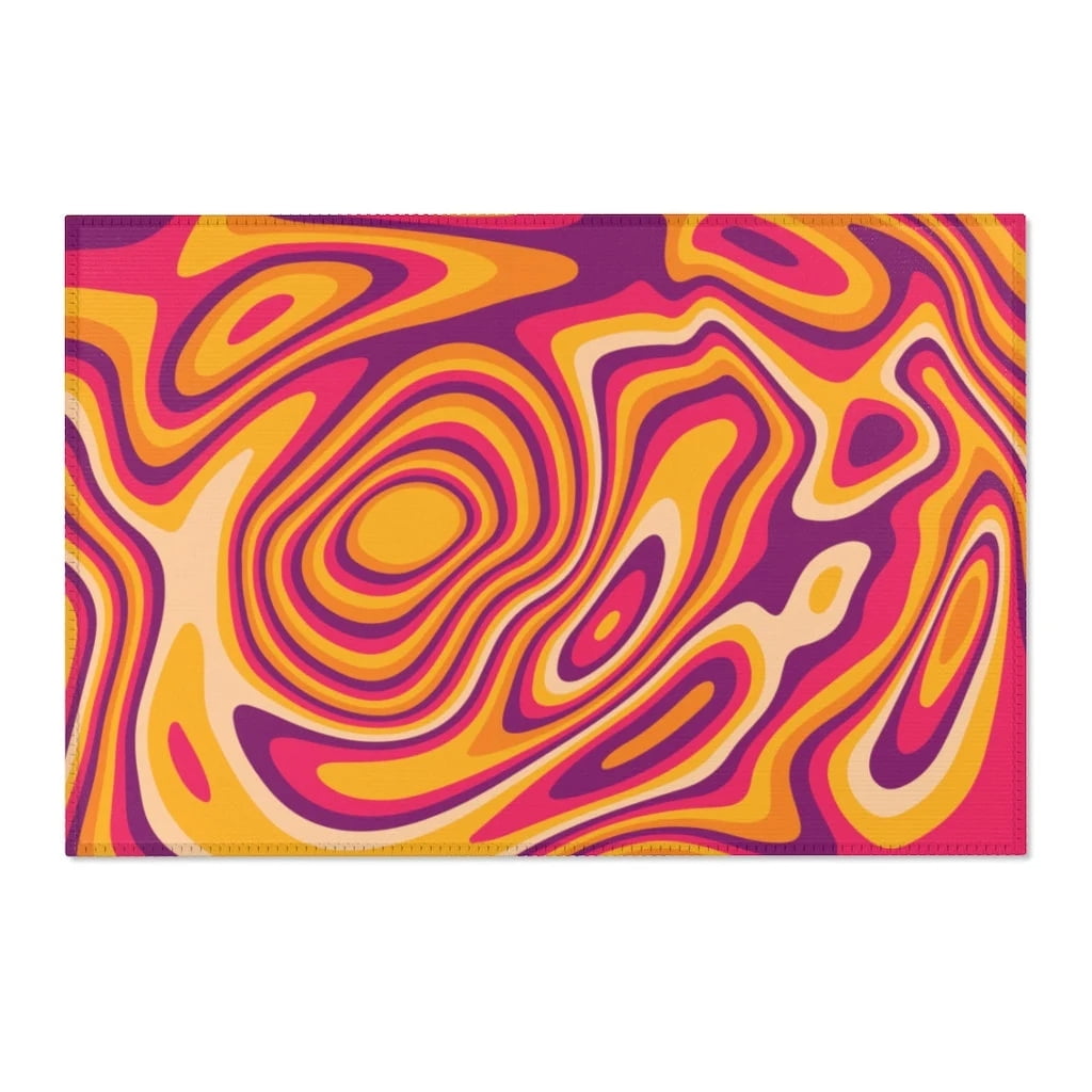 Retro Swirl Rug Psychedelic Groovy 70s Rug Wavy Trippy Rugs Area Rug ...