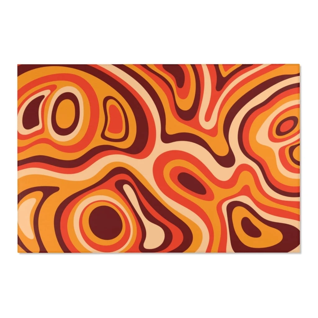 Retro Swirl Rug Psychedelic Groovy 70s Rug Wavy Trippy Rugs Area Rug ...