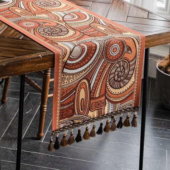 Retro Swirl Runner 14x63 Inch – Full Coverage for 6-Seater Table ...
