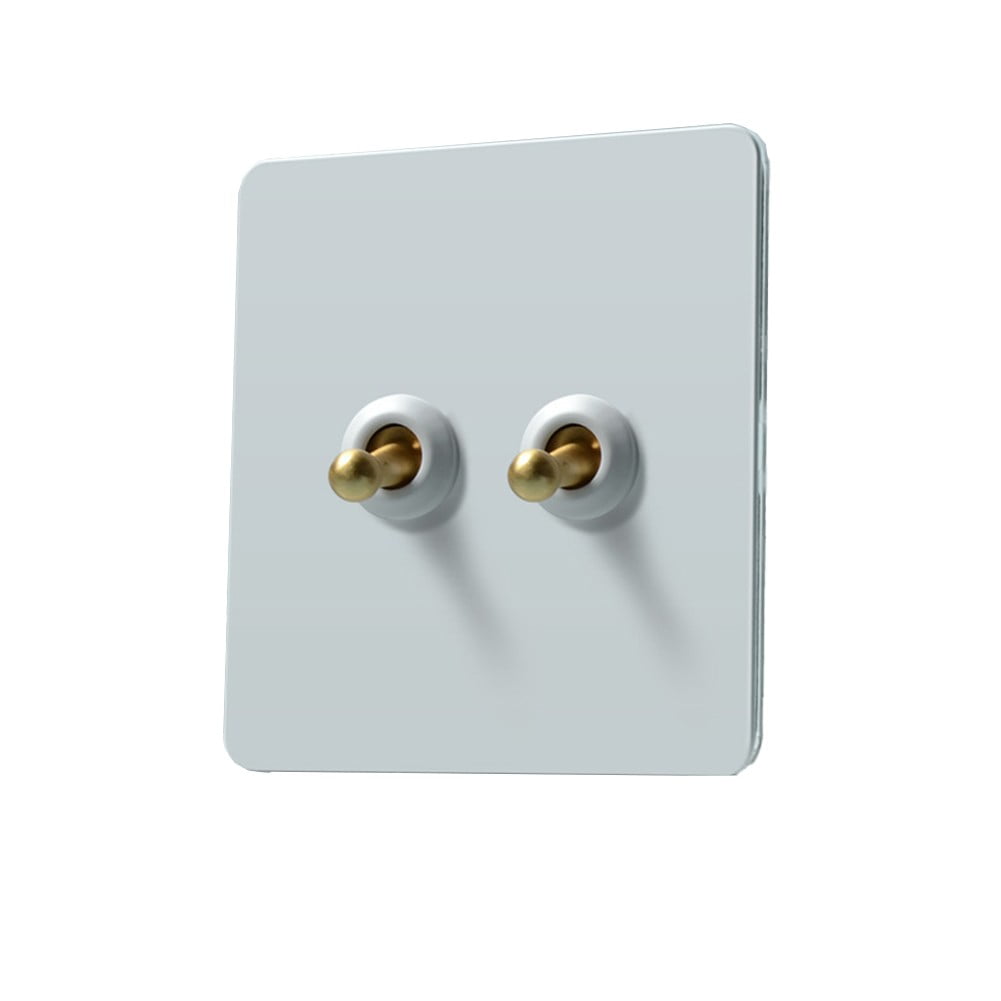 Retro Switch 1-4 Gang 2 Way White Stainless Steel Panel Brass Lever ...