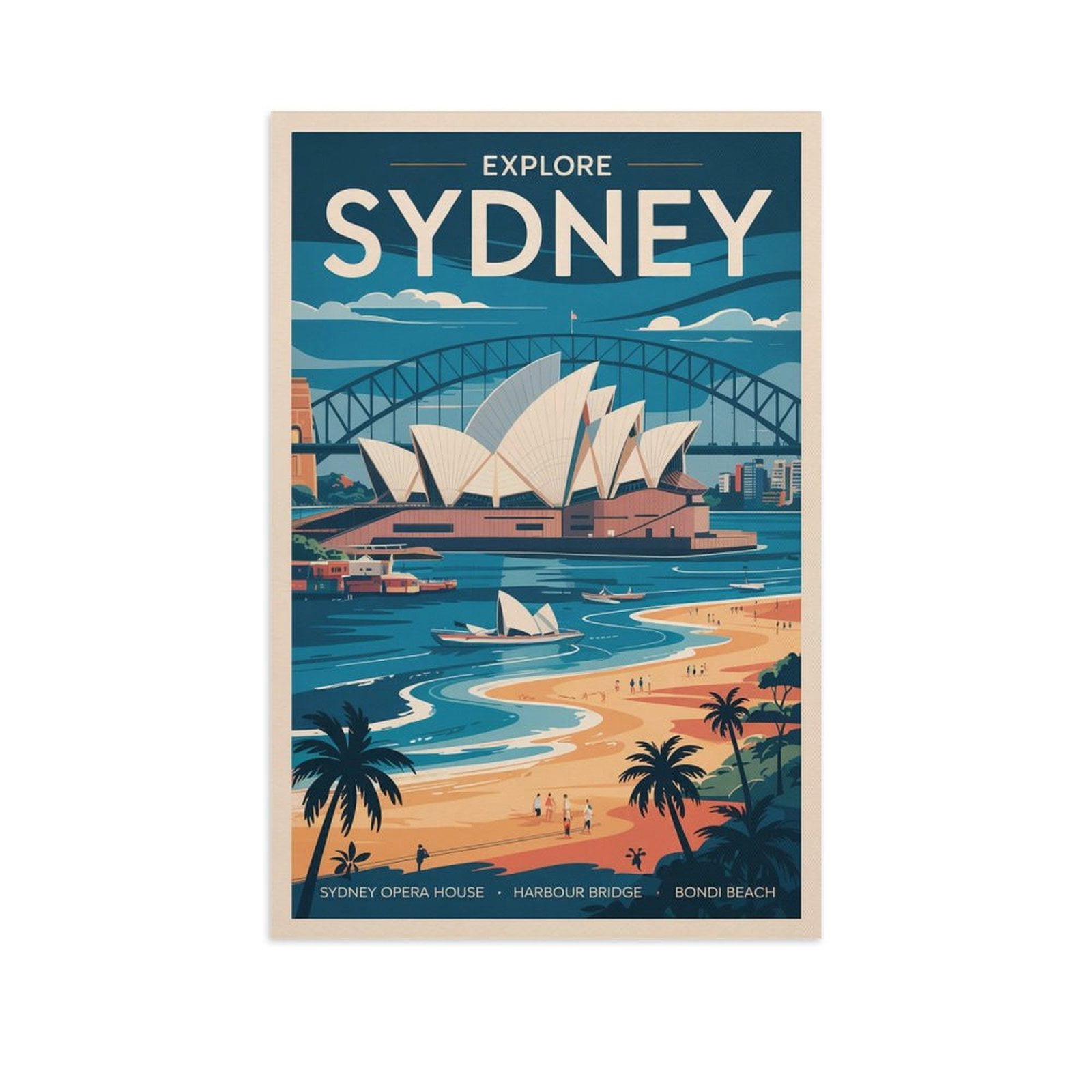 Retro Sydney City Poster Vintage Australian City Tourism Art for Walls ...