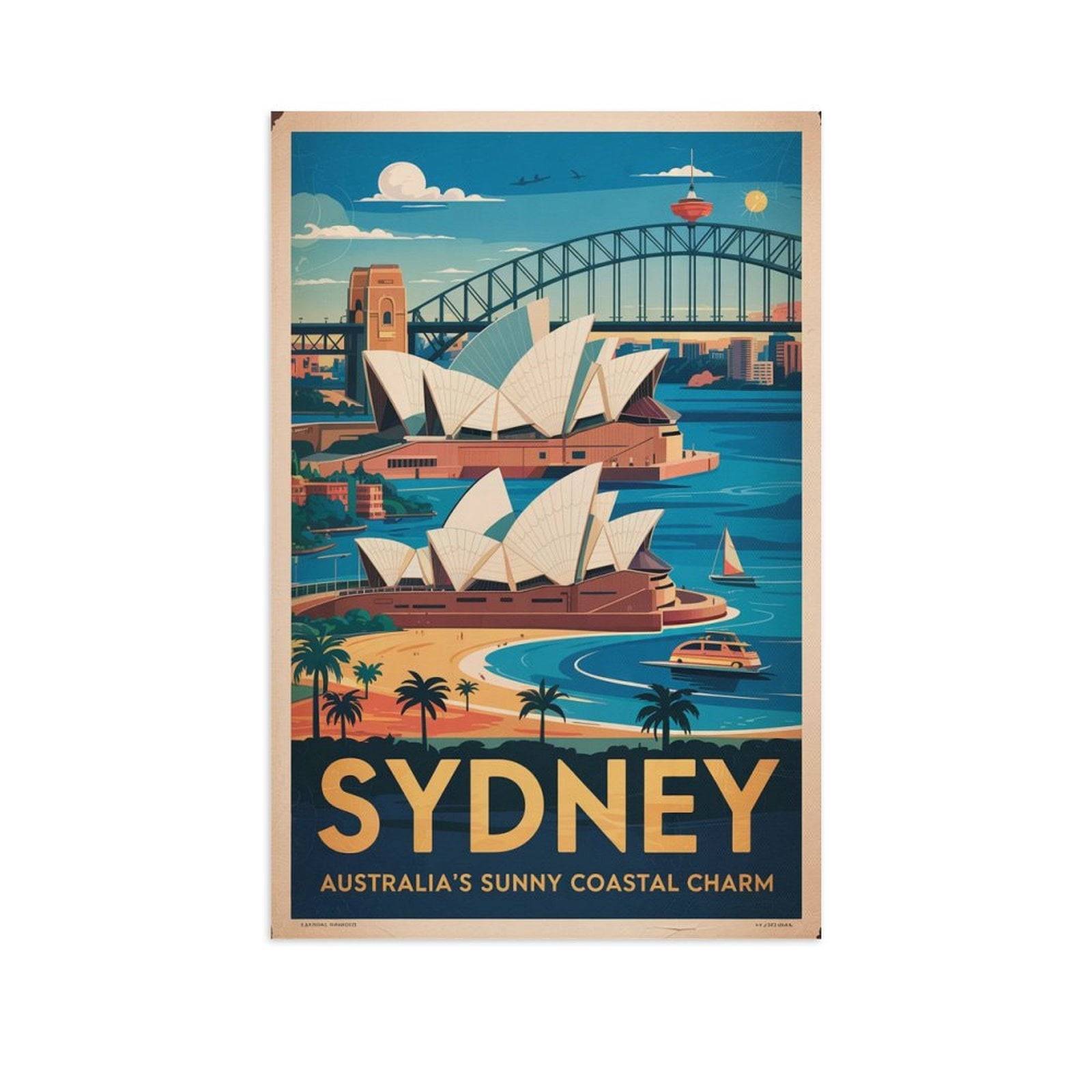 Retro Sydney City Poster Vintage Australian City Tourism Art for Walls ...