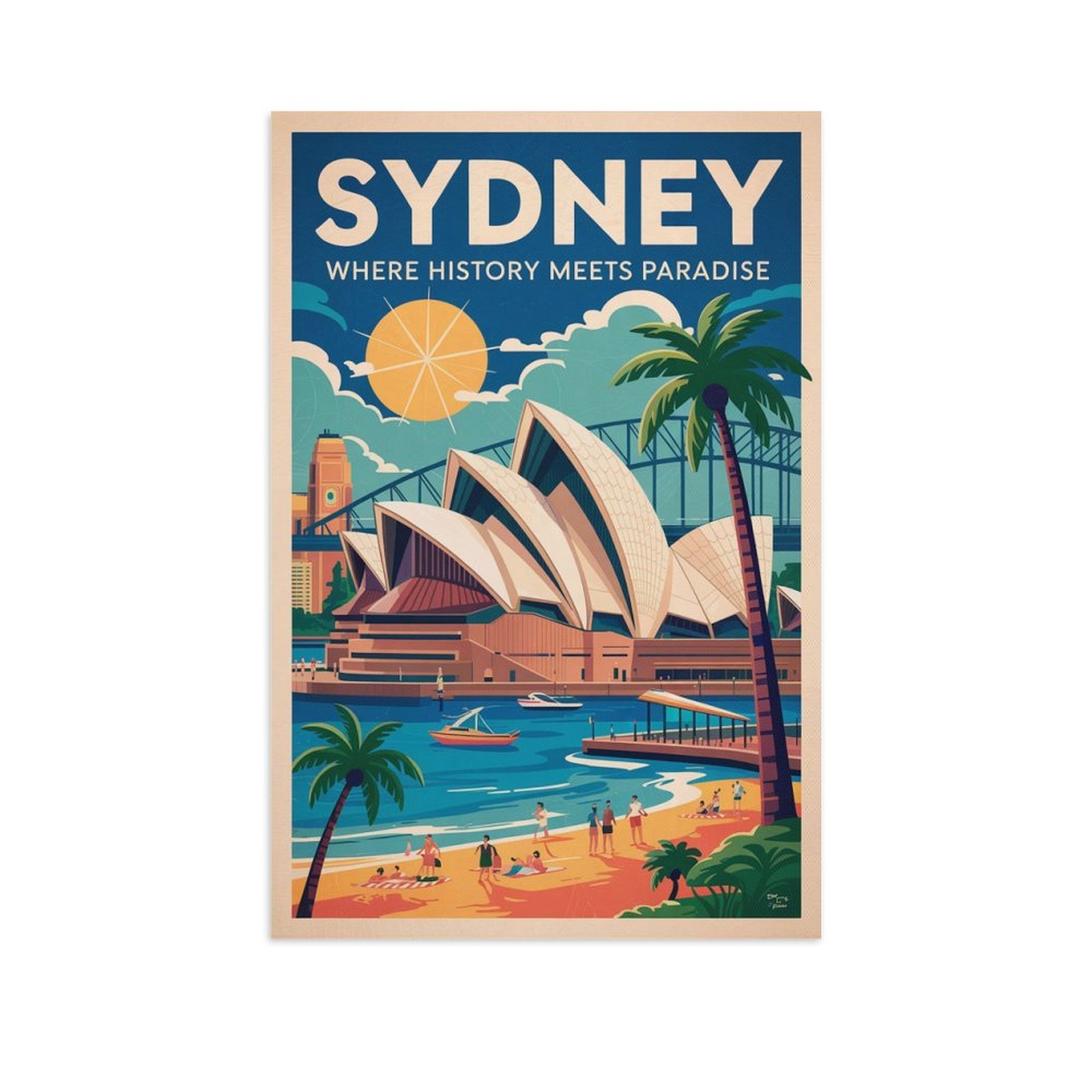 Retro Sydney City Poster Vintage Australian City Tourism Wall Art Print ...