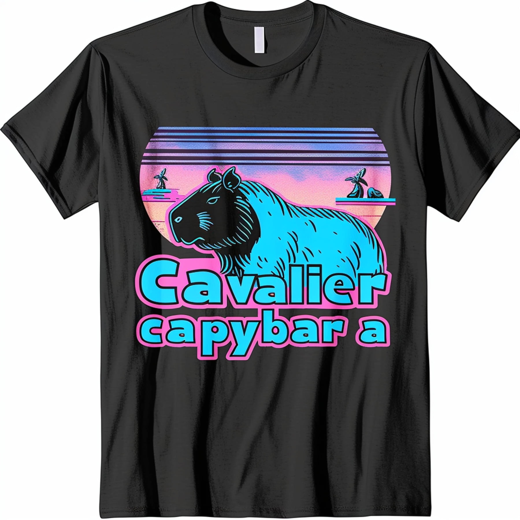 Retro Synthwave Capybara T Shirt Vintage Sunset Design Detailed Artwork ...
