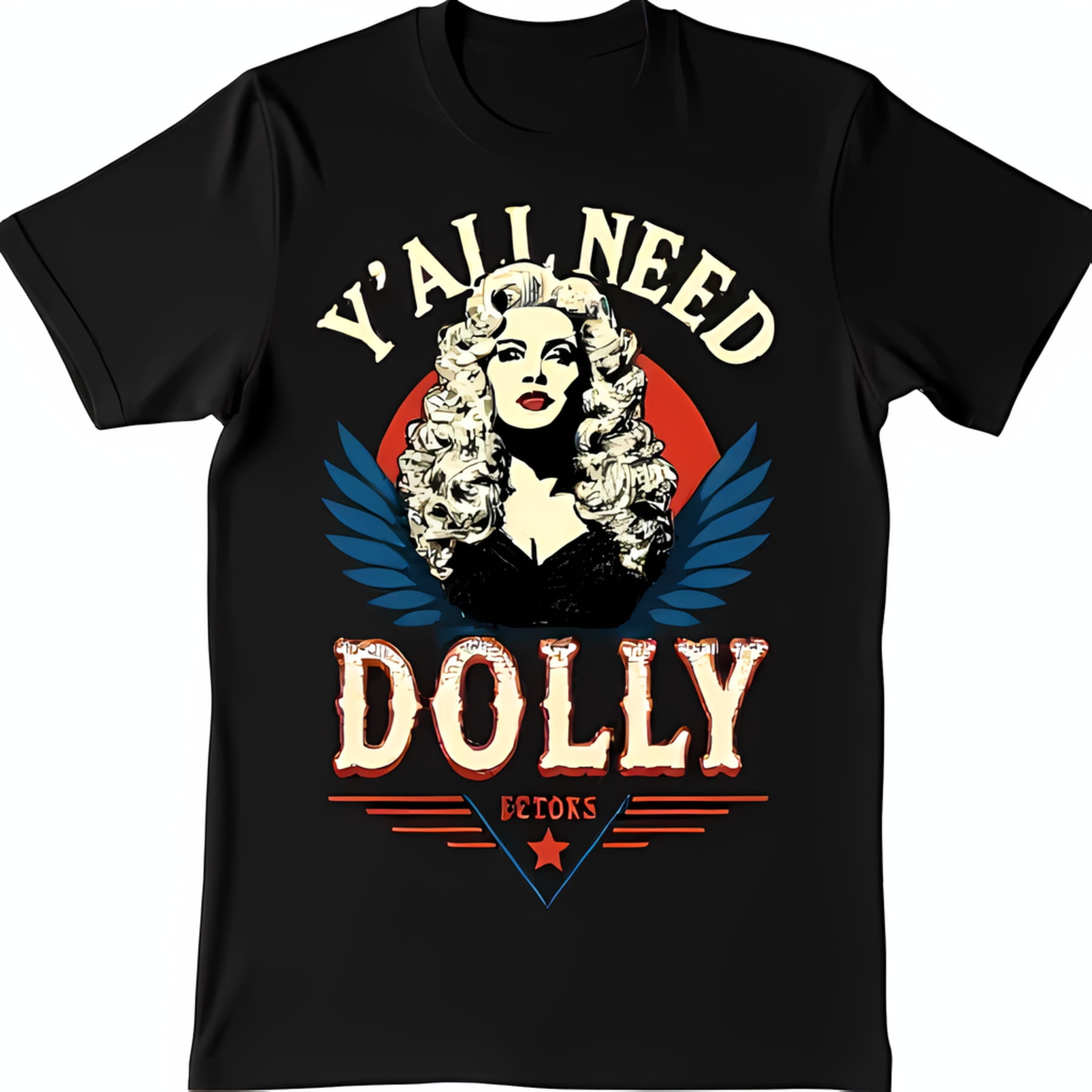 Retro T-Shirt 'Y'all Need Dolly' Design with Vintage Record - Walmart.com