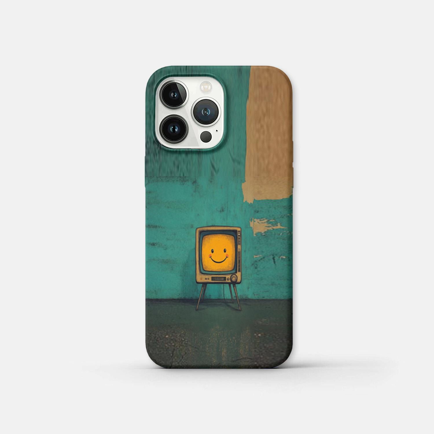 Retro TV Pop Art Phone Case with Smiling Screen Design 17 to 11 Pro Max ...