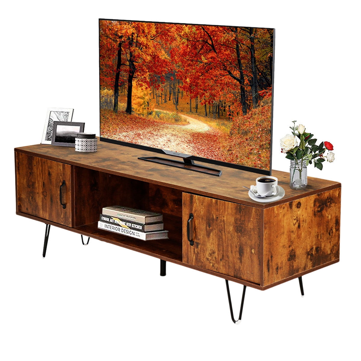 Retro TV Stands Wood Media Console Mid Century Modern TV Stand up to 65 ...