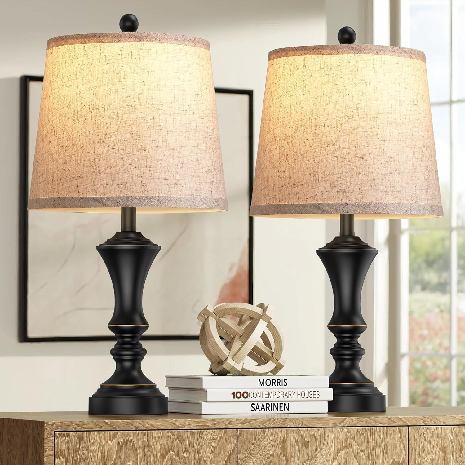 Retro Table Lamps Set of 2, Nightstand Lamp for Bedroom Vintage Rustic ...