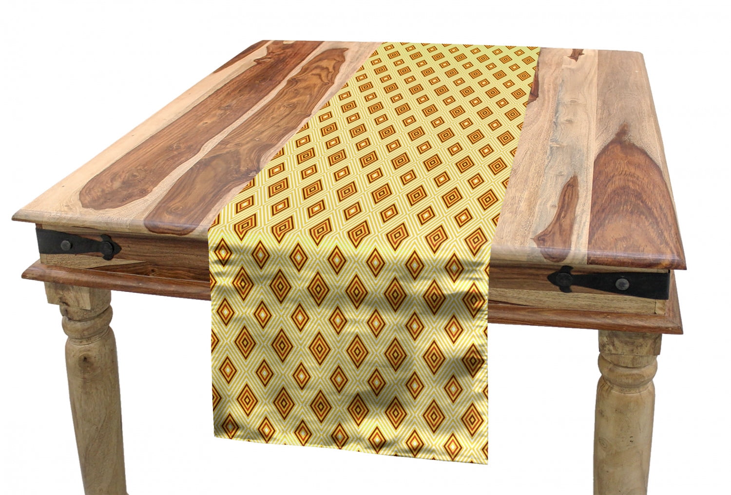 Retro Table Runner, Old Fashioned Diamond Shapes with Inner Lines ...