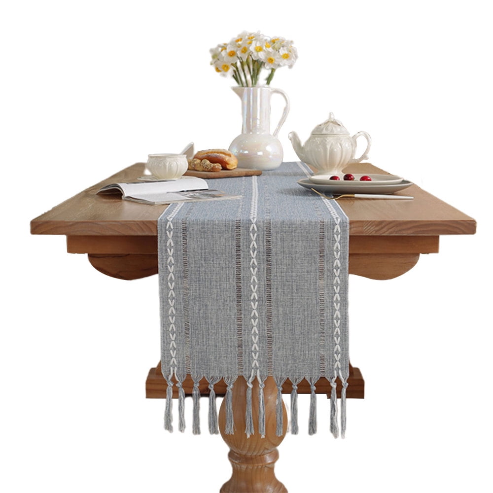 Retro Table Runners with Tassels Rustic Farmhouse Soft Table Runner for ...