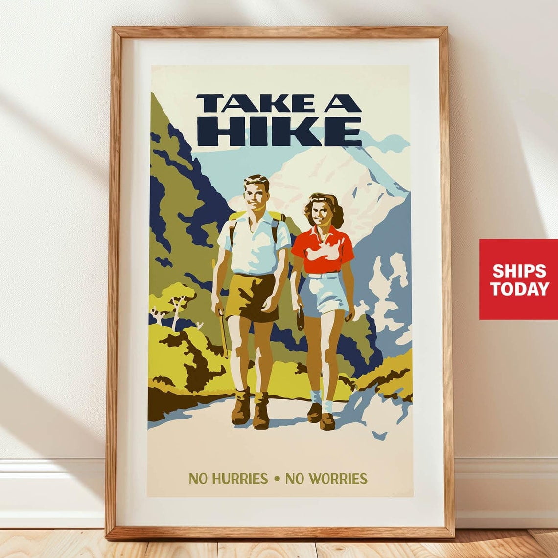 Retro Take A Hike Print Gift For Hiking Enthusiast Lake House Art ...
