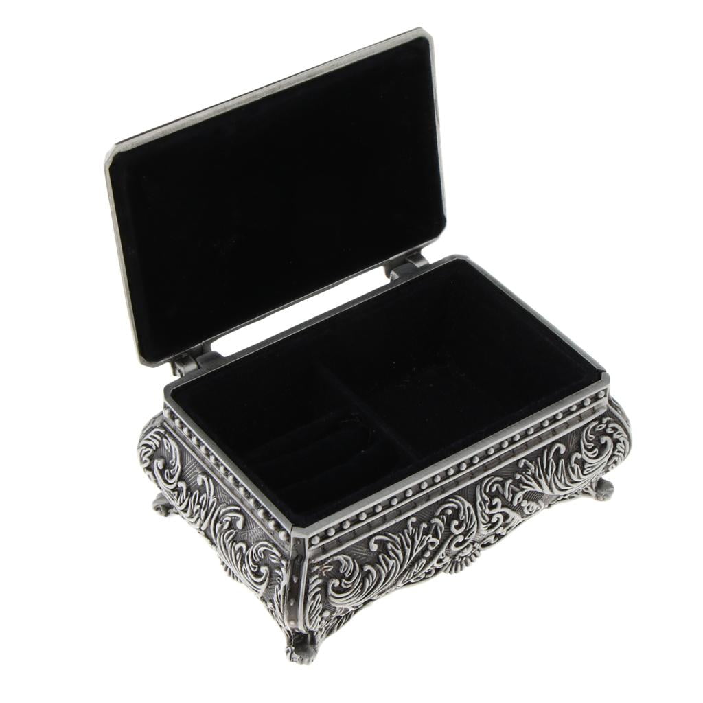 Retro Tall Medieval Floral Embossed Jewelry Trinkets Keepsake Box S ...
