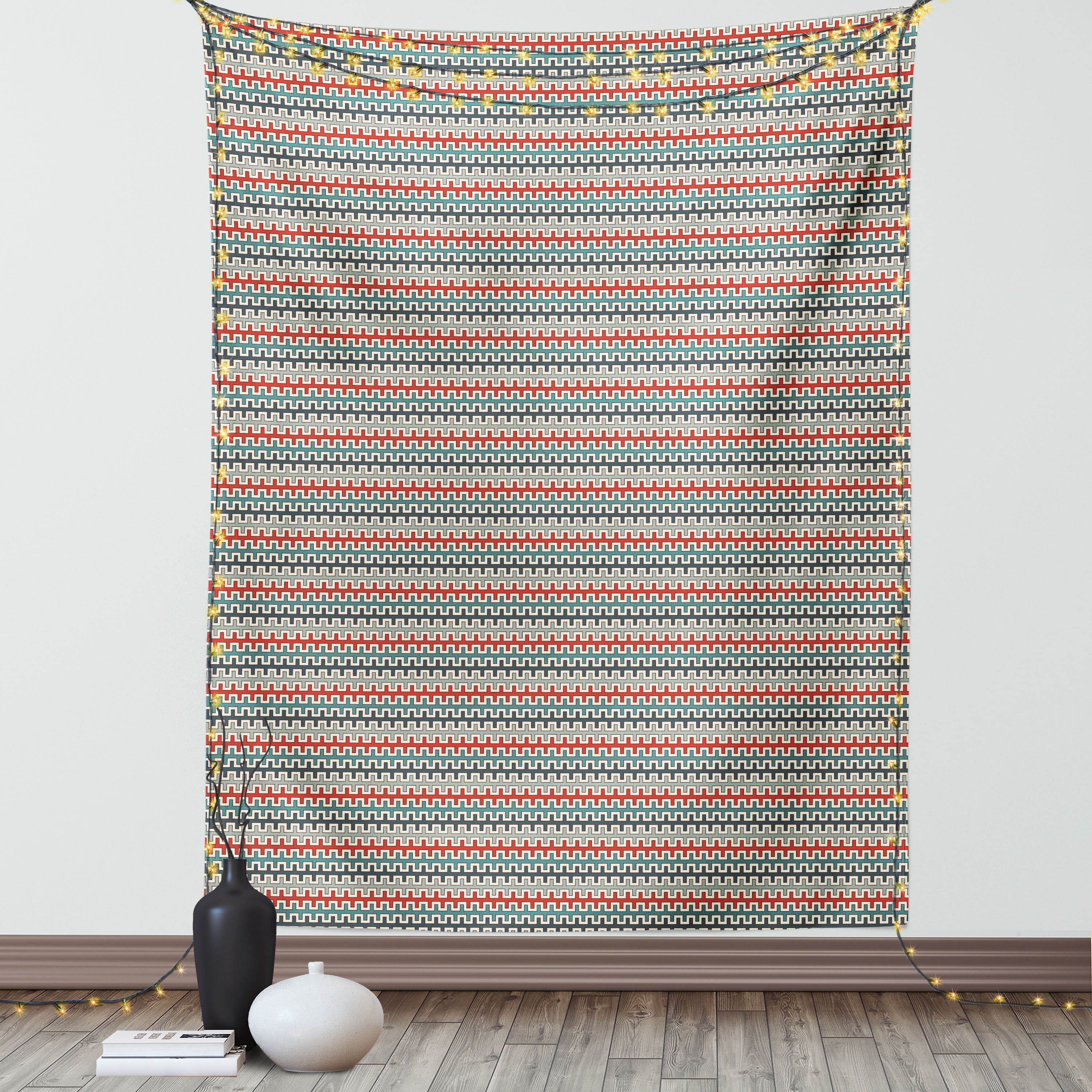 Retro Tapestry, Geometric Composition with Angled Lines Vintage ...