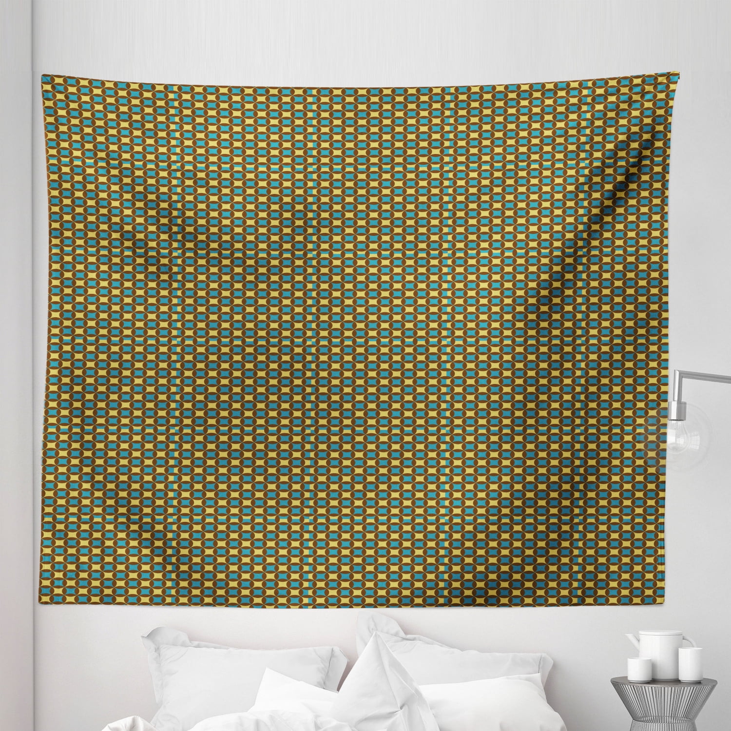 Retro Tapestry, Geometrical Pattern Design from Seventies Yellow and ...
