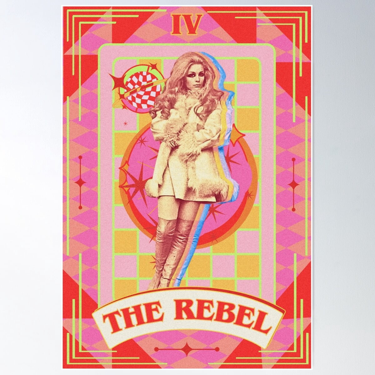 Retro Tarot The Rebel Poster Wall Art, Modern Wall Decor For Living ...
