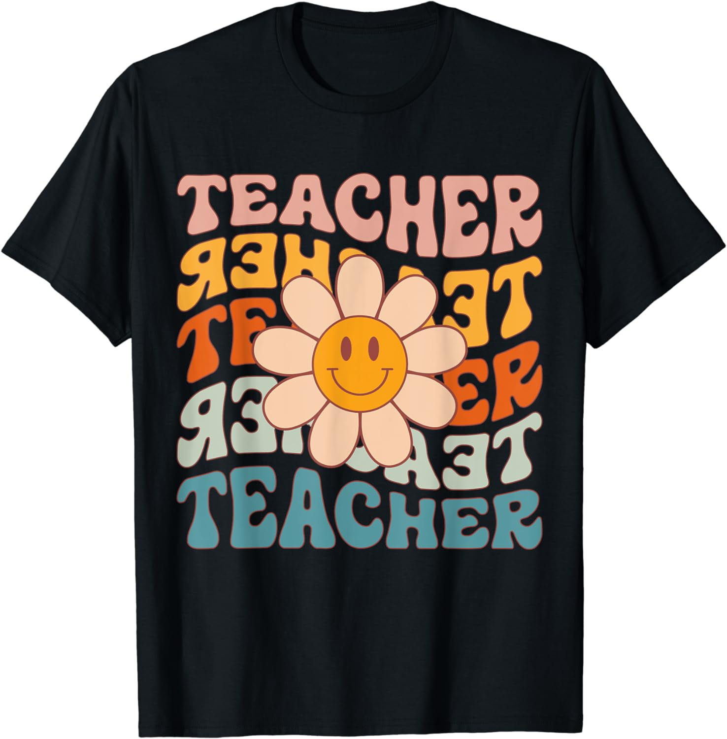 Retro Teacher Daisy Colorful - Elementary School Teacher T-Shirt ...