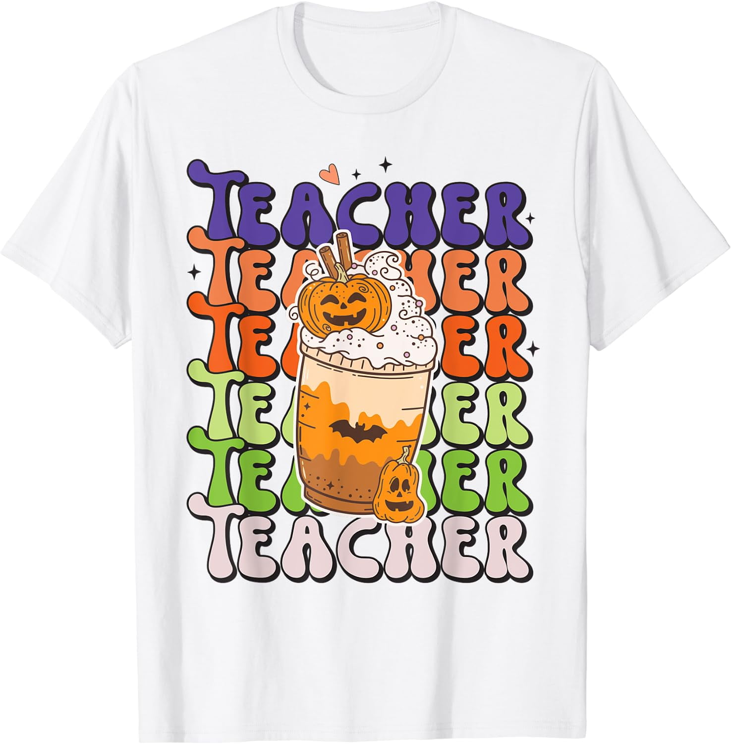 Retro Teacher Halloween Coffee Elementary School Teacher T-Shirt ...