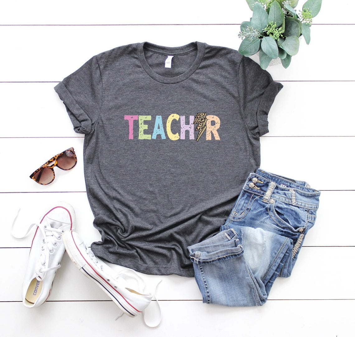 Retro Teacher Shirt, Leopard Lightning Teacher Shirt, Back To School ...