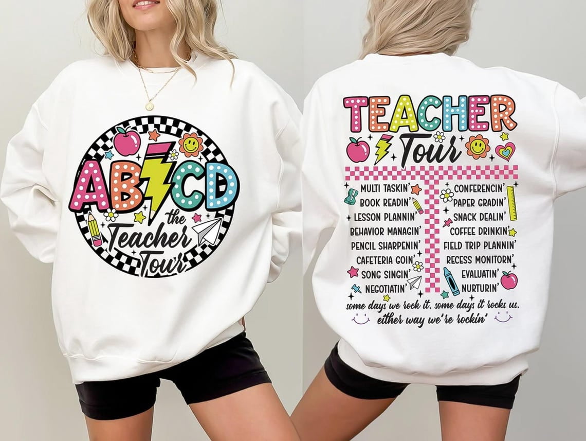 Retro Teacher Tour shirt, ABCD Teacher Tour Sweatshirt, Back to School ...