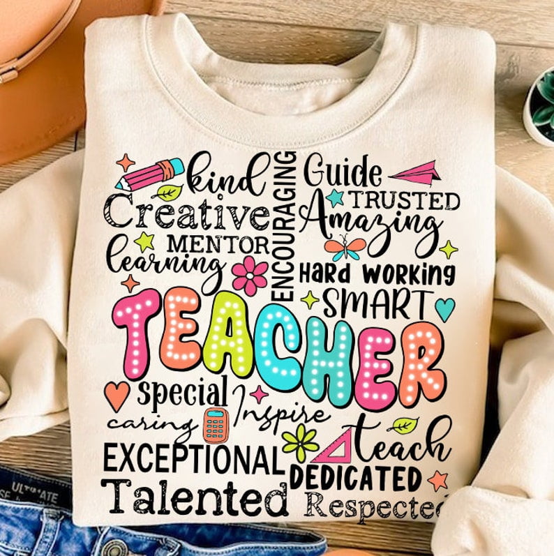 Retro Teacher Word Teacher Life Teach Love Inspire, Teacher Gift, Back ...