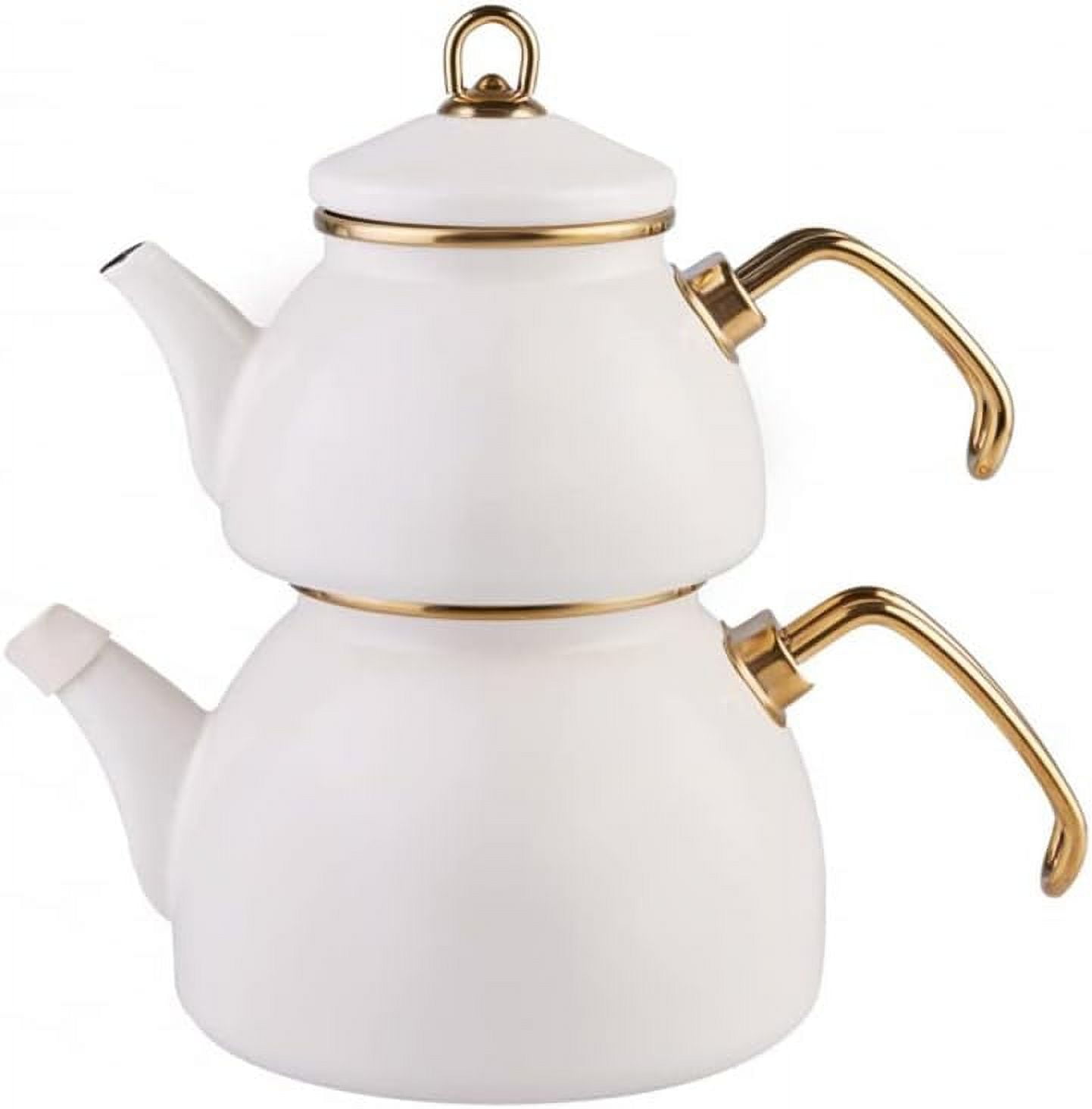 Retro Teapot Set Cream, Enamel, Teapot/Lid (1.1 lt, 2.4 lb), Tea Kettle ...