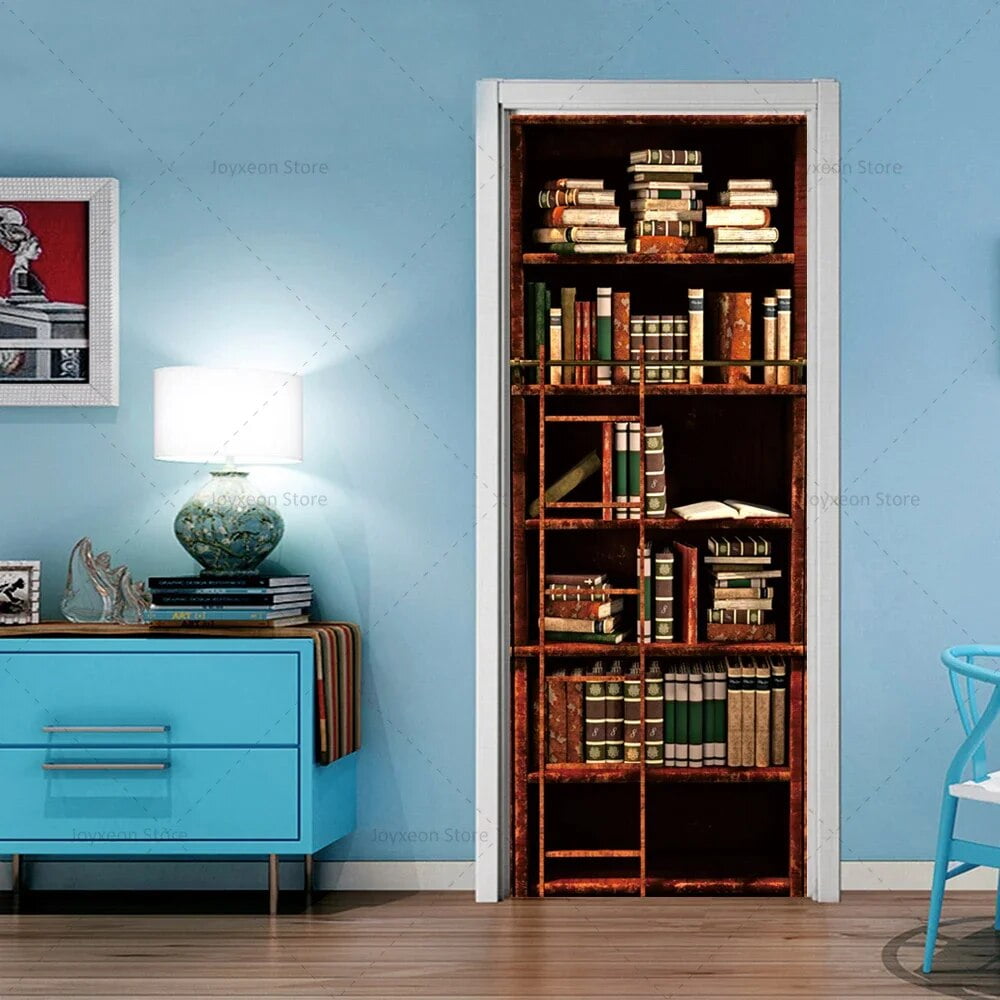 Retro Telephone Booth Door Sticker Bookcase Wine Cabinet Container ...