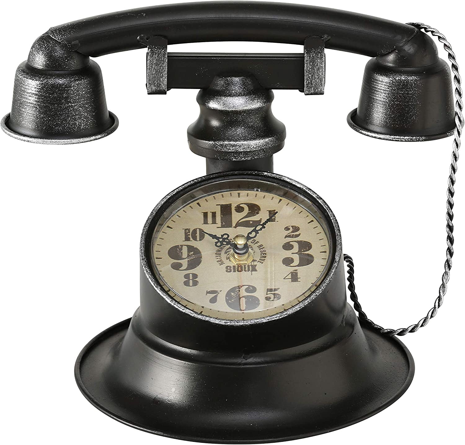 Retro Telephone Clock, Quartz, Battery Powered, 9.75x8.25x8.25 Inches ...