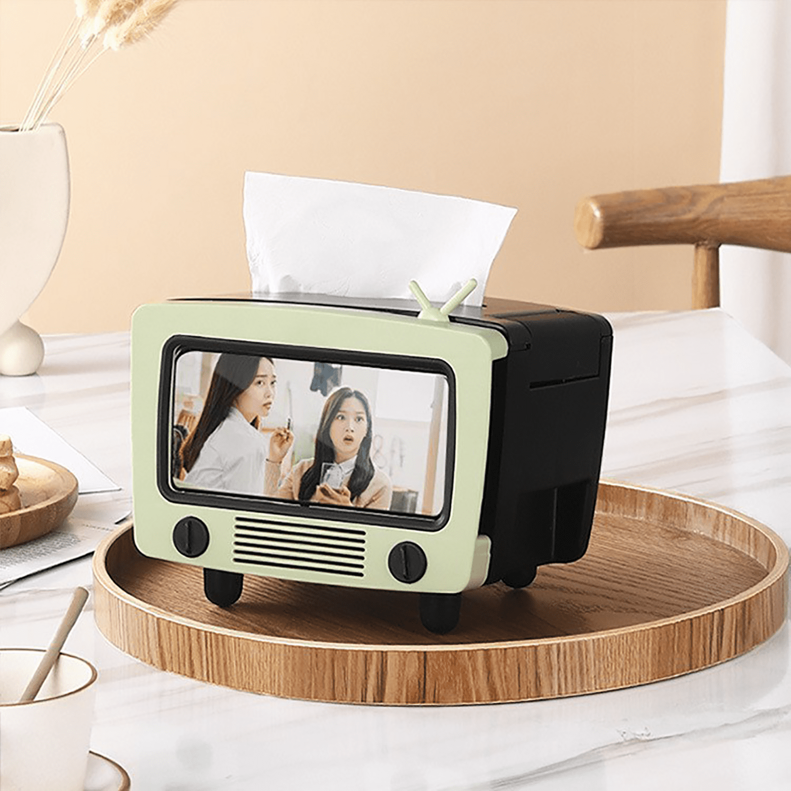 Retro Television - Inspired Tissue Box, Desktop Tissue Dispenser With ...
