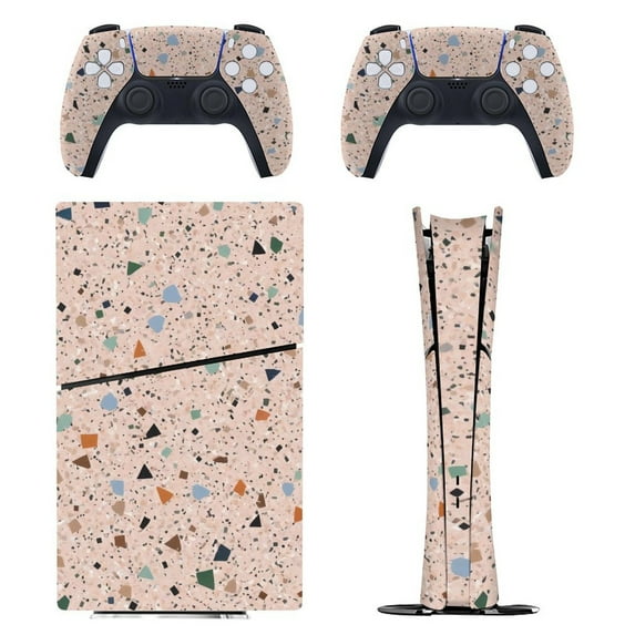 Retro Terrazzo Pattern Console Skin Bundle for PS5 Pro Slim Disc ...