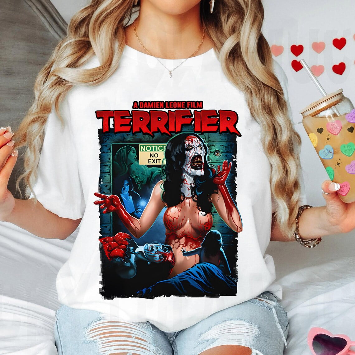 Retro Terrifie Horror T-Shirt, Terrifier Cover Clown Shirt, Halloween Terrifier Horror Movie ...