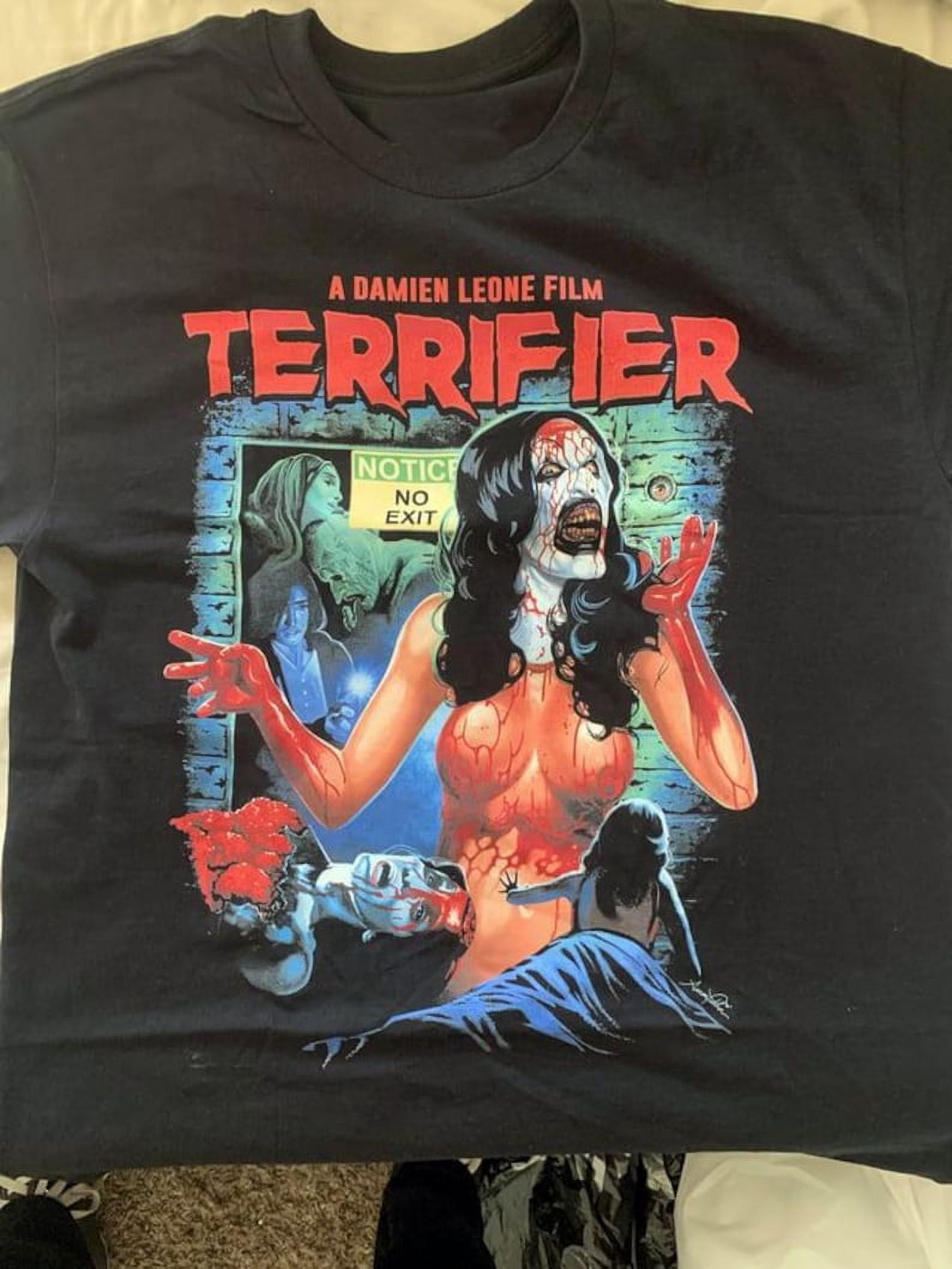 Retro Terrifie Print T-Shirt, Terrifier Cover Clown Halloween Shirt, Horror Movies Shirts, Art ...