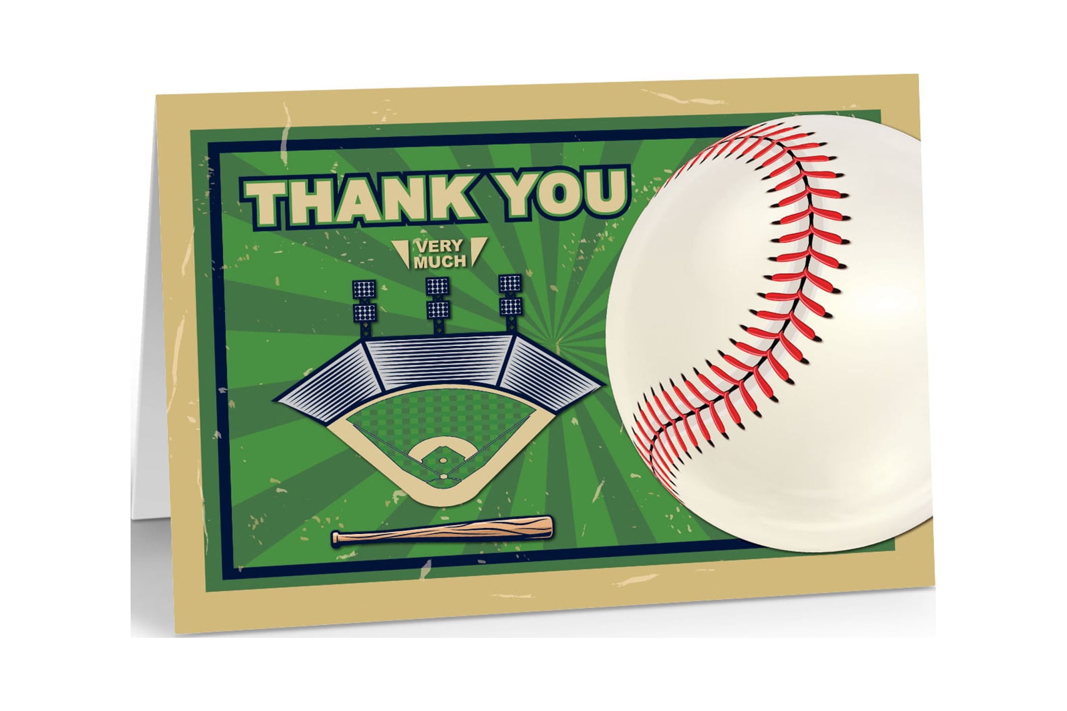 Retro Thank You Baseball Note Card - 10 Cards and Envelopes - B14338 ...