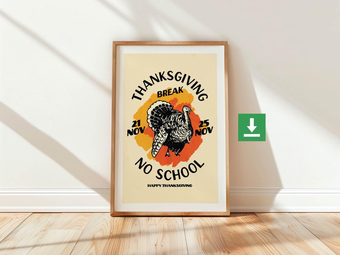 Retro Thanksgiving Art Print Thanksgiving Poster Kitchen Wall Art ...