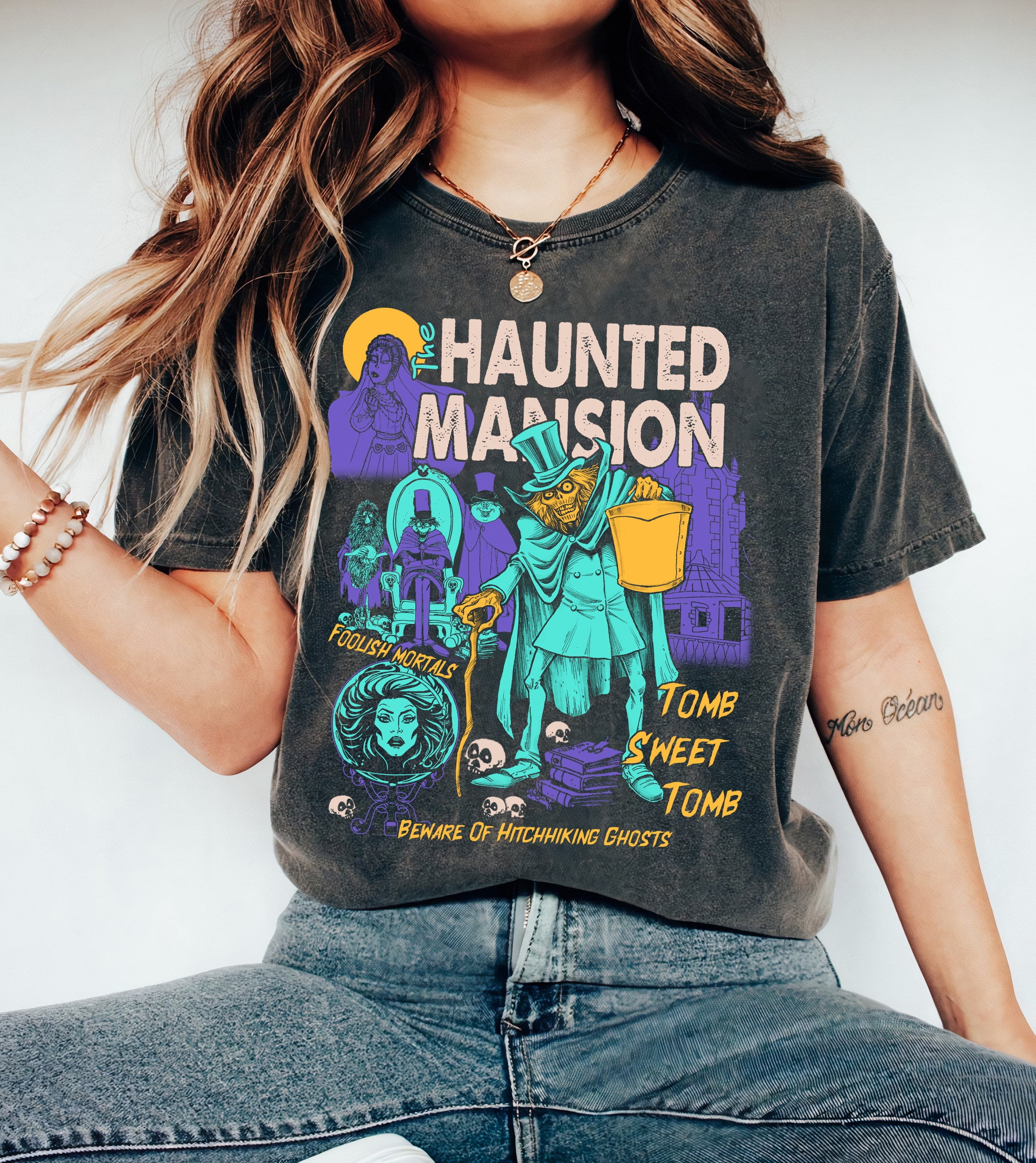 Retro The Haunted Mansion Shirt, Hitchhiking Ghosts Madame Leota Tee ...