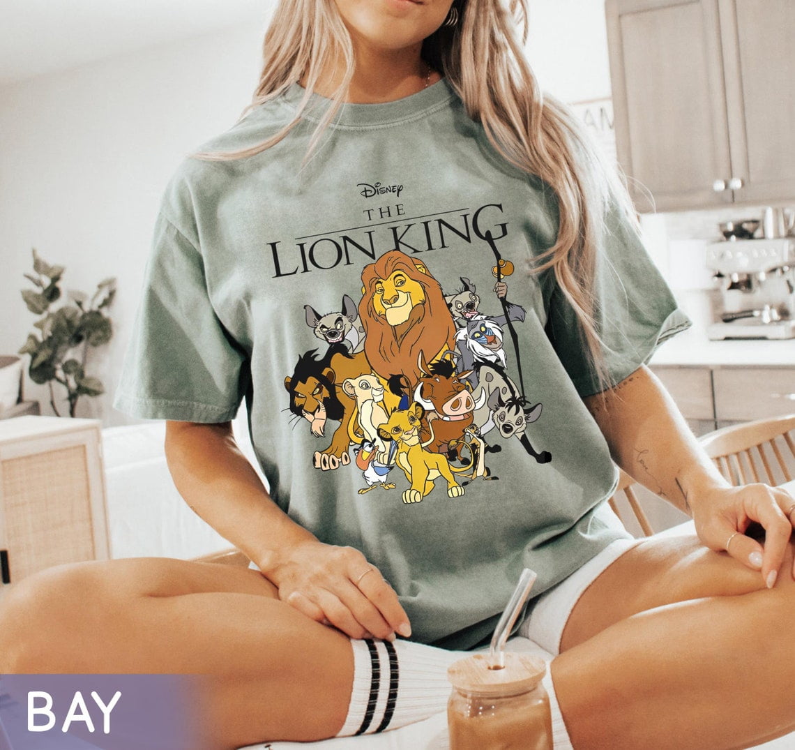 Retro The Lion King Group Characters Comfort Colors Shirt, Mufasa Simba Timon Pumbaa, Family ...