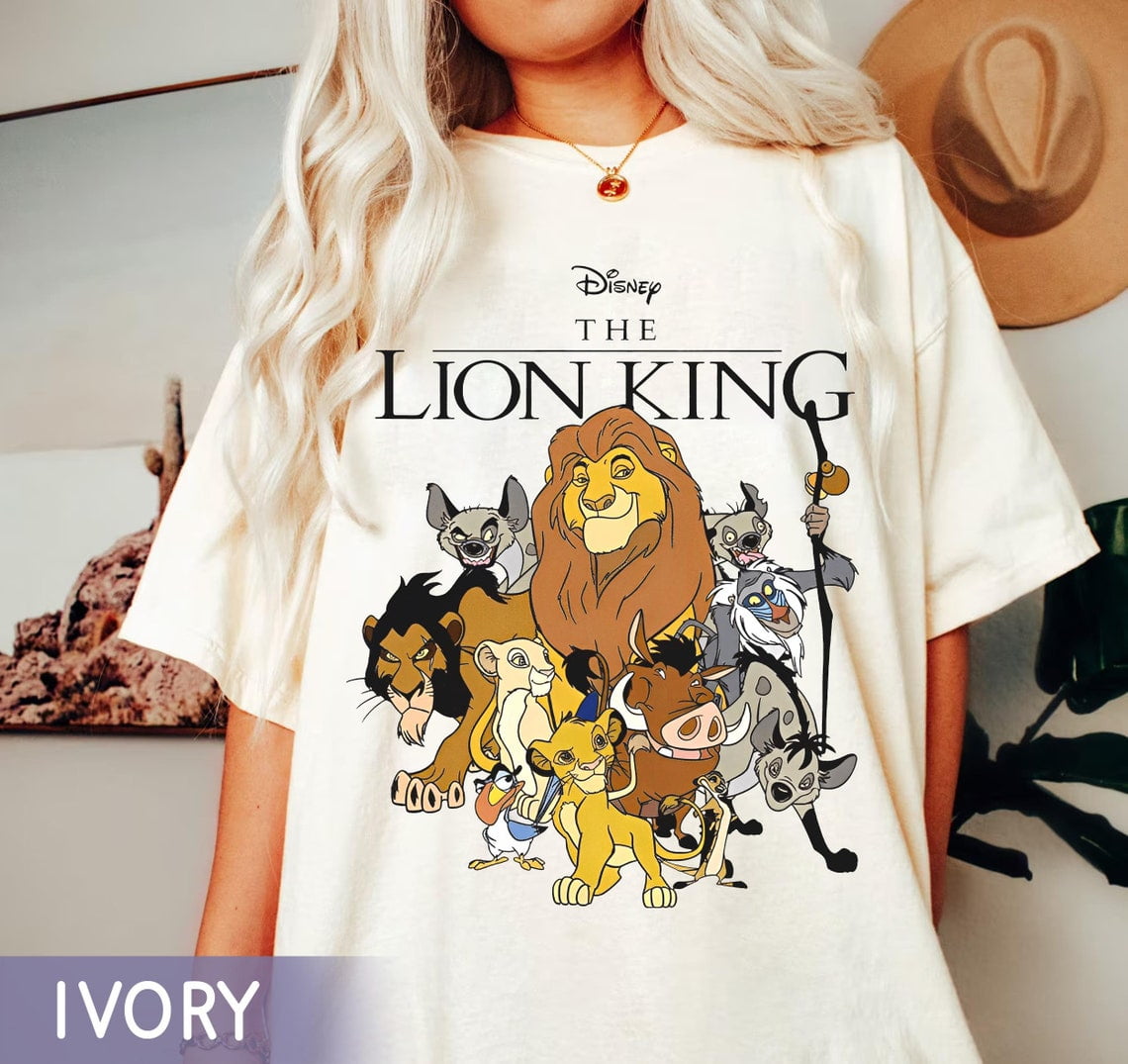 Retro The Lion King Group Characters Comfort Colors Shirt, Mufasa Simba Timon Pumbaa, Family ...