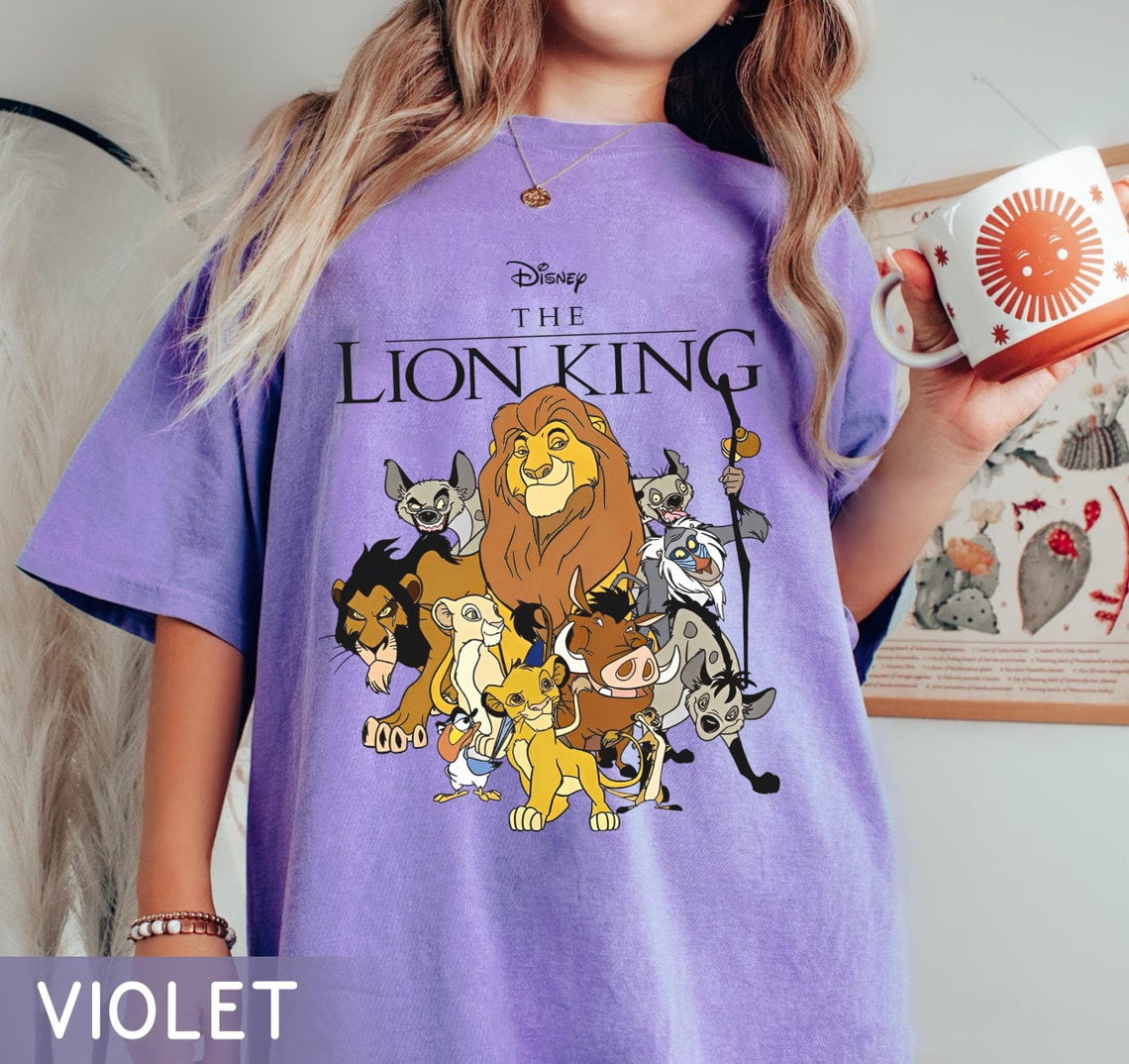 Retro The Lion King Group Characters Comfort Colors Shirt, Mufasa Simba Timon Pumbaa, Family ...